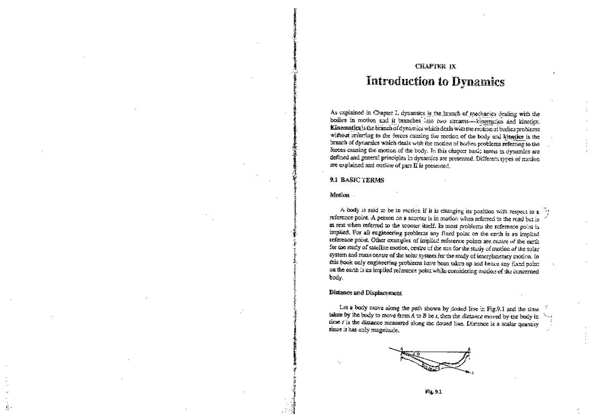 CHAPTER IX Dynamics: Introduction to Motion and Forces (Eng Mechanics 240212) - Studocu