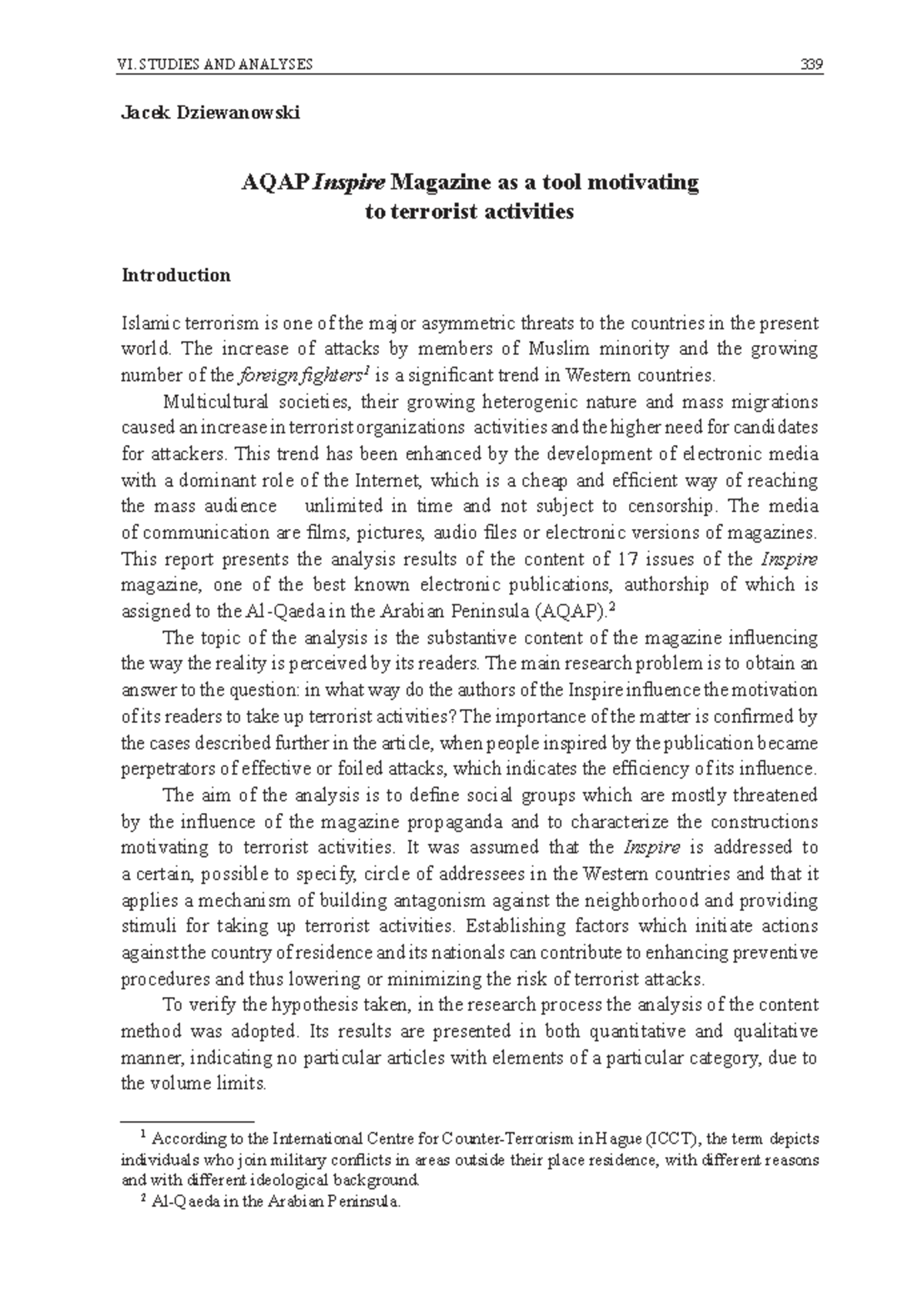 AQAP Inspire Magazine: Analyzing Its Role in Motivating Terrorism - Studocu