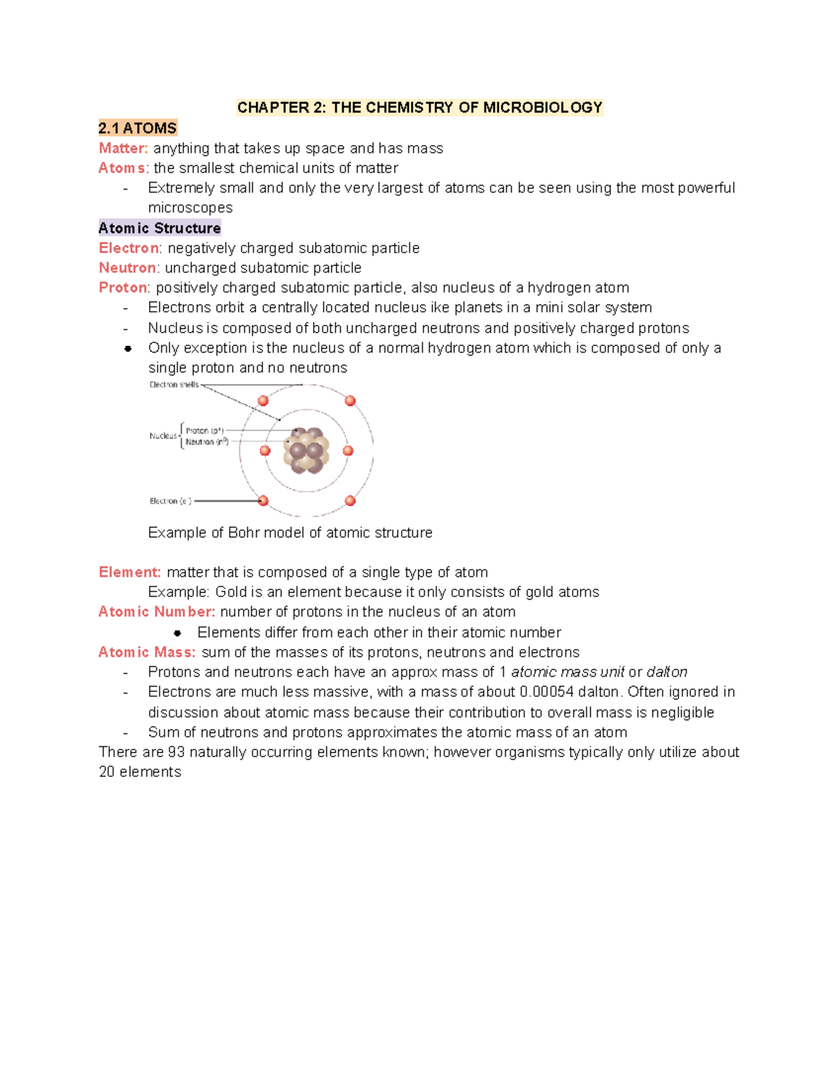 Microbiology CH 2: The Chemistry of Microbiology Fundamentals - Studocu