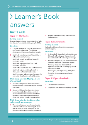 Lower Secondary Science 7 learner book answers - Cambridge Lower Secondary Science 7 – Mary J ...