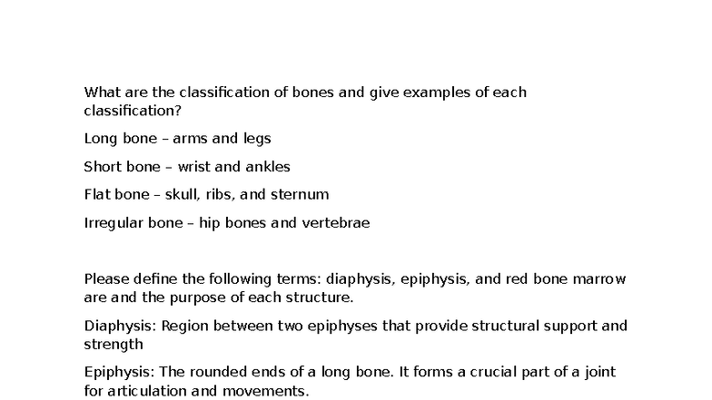 Bone Classification and Functions: Key Terms & Concepts in Anatomy (BIO ...