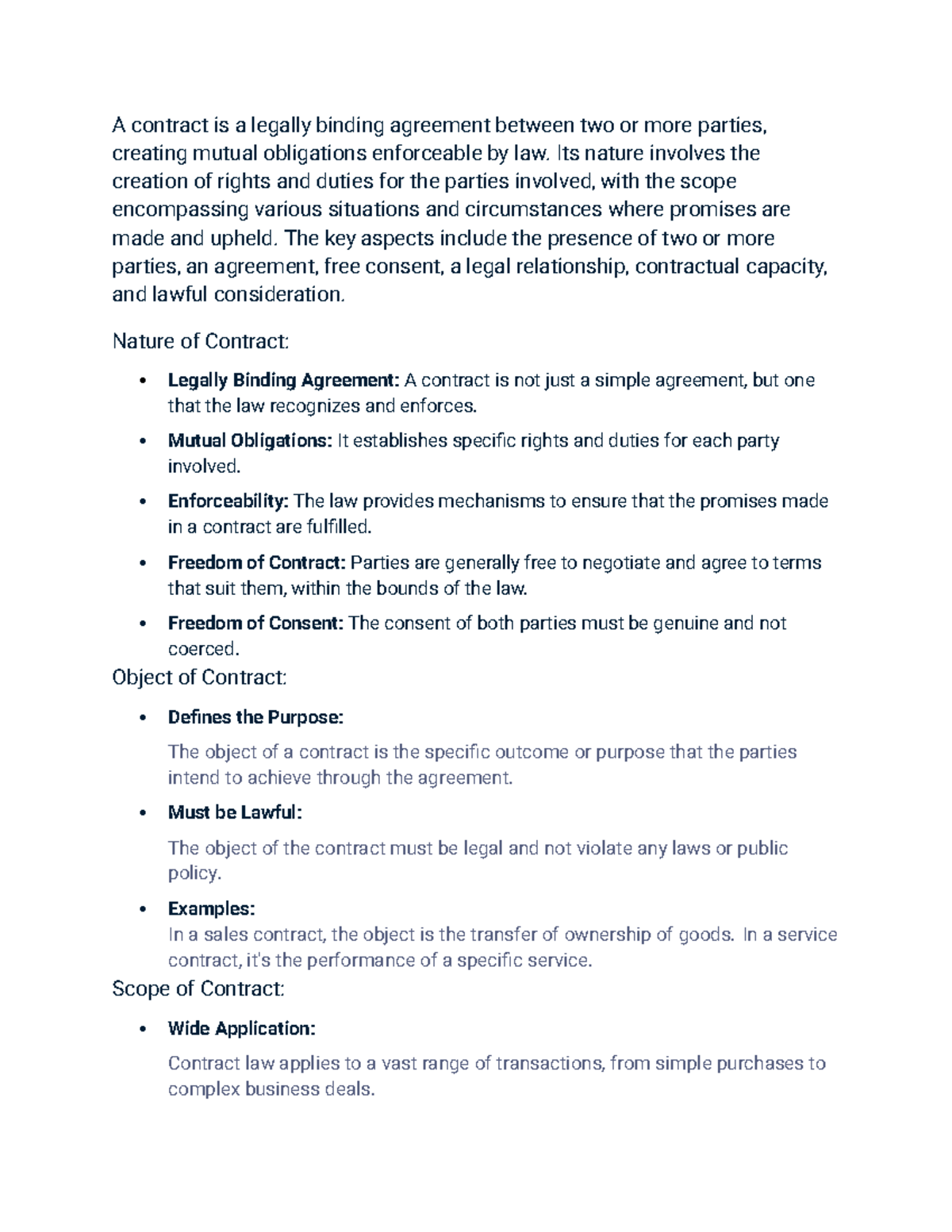 Contract Law Overview: Key Principles and Socioeconomic Factors - Studocu