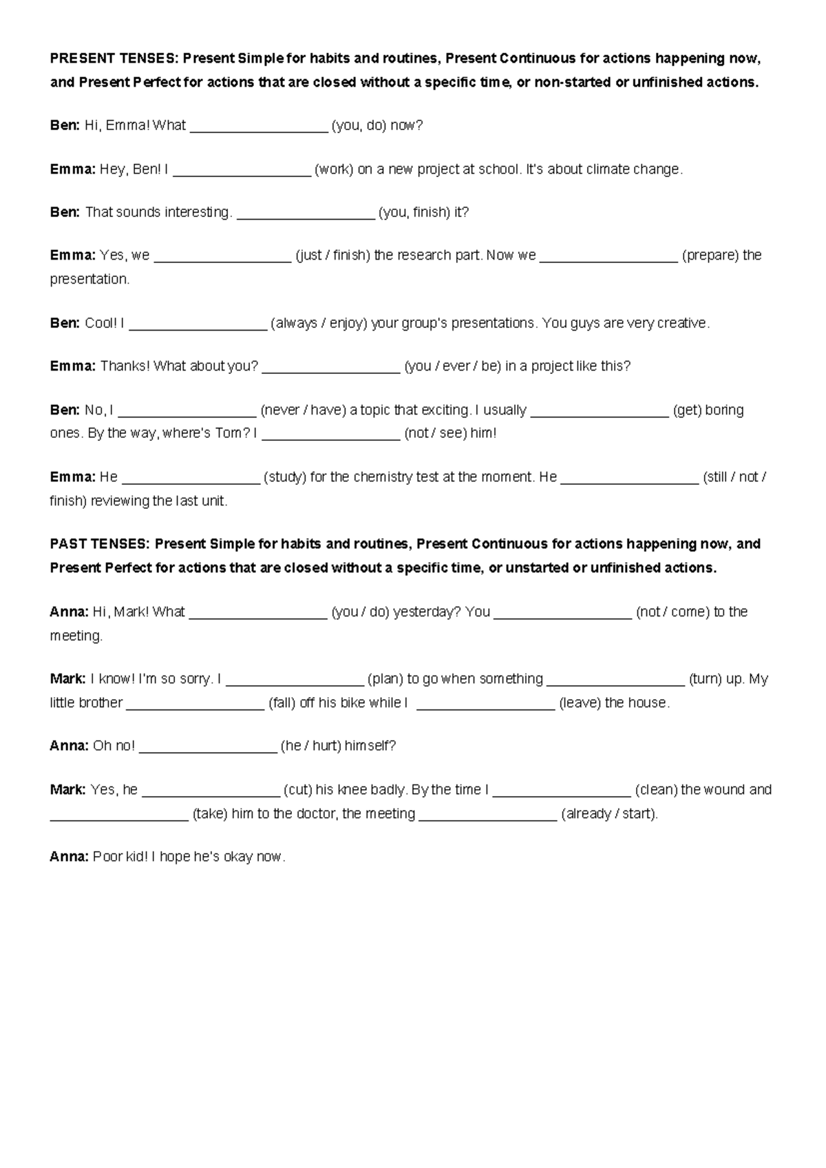 Tenses Overview: Present & Past Tenses Explained (ENG 101) - Studocu