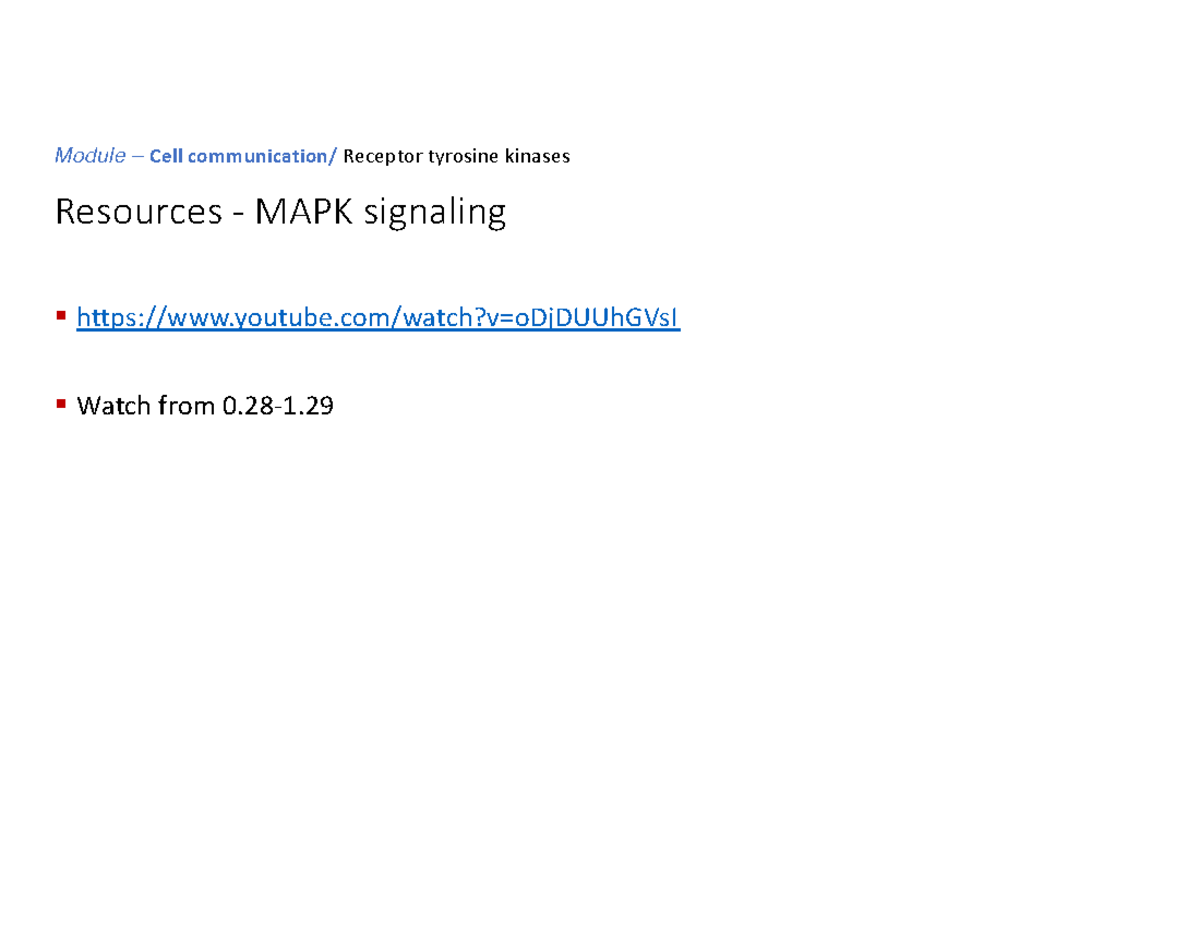 Biol 331: Module 3 Part 2 Lecture 9-10 on RTKs and NHR - Studocu