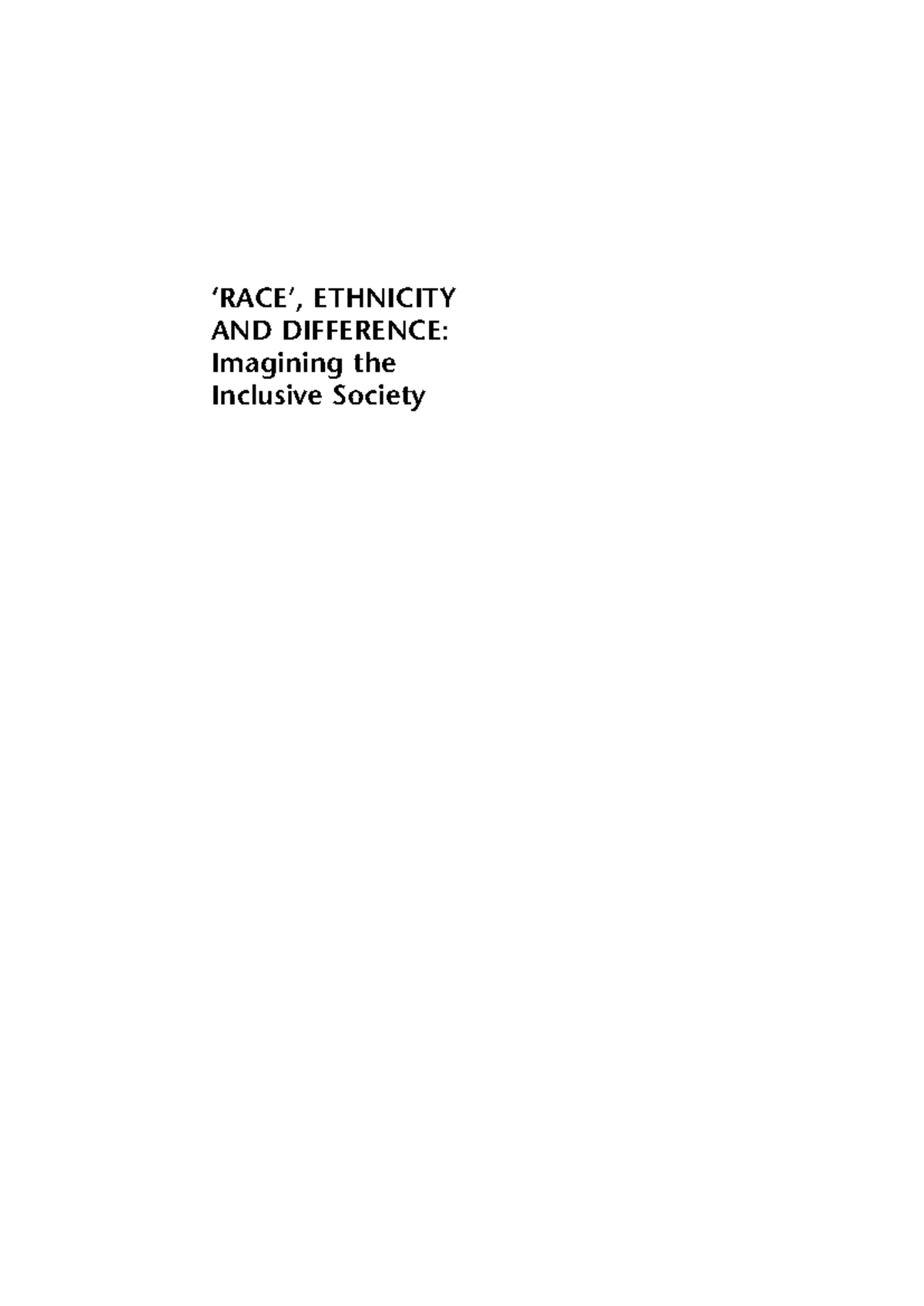 ETHNICITY AND DIFFERENCE: Understanding Racism and Social Constructs ...