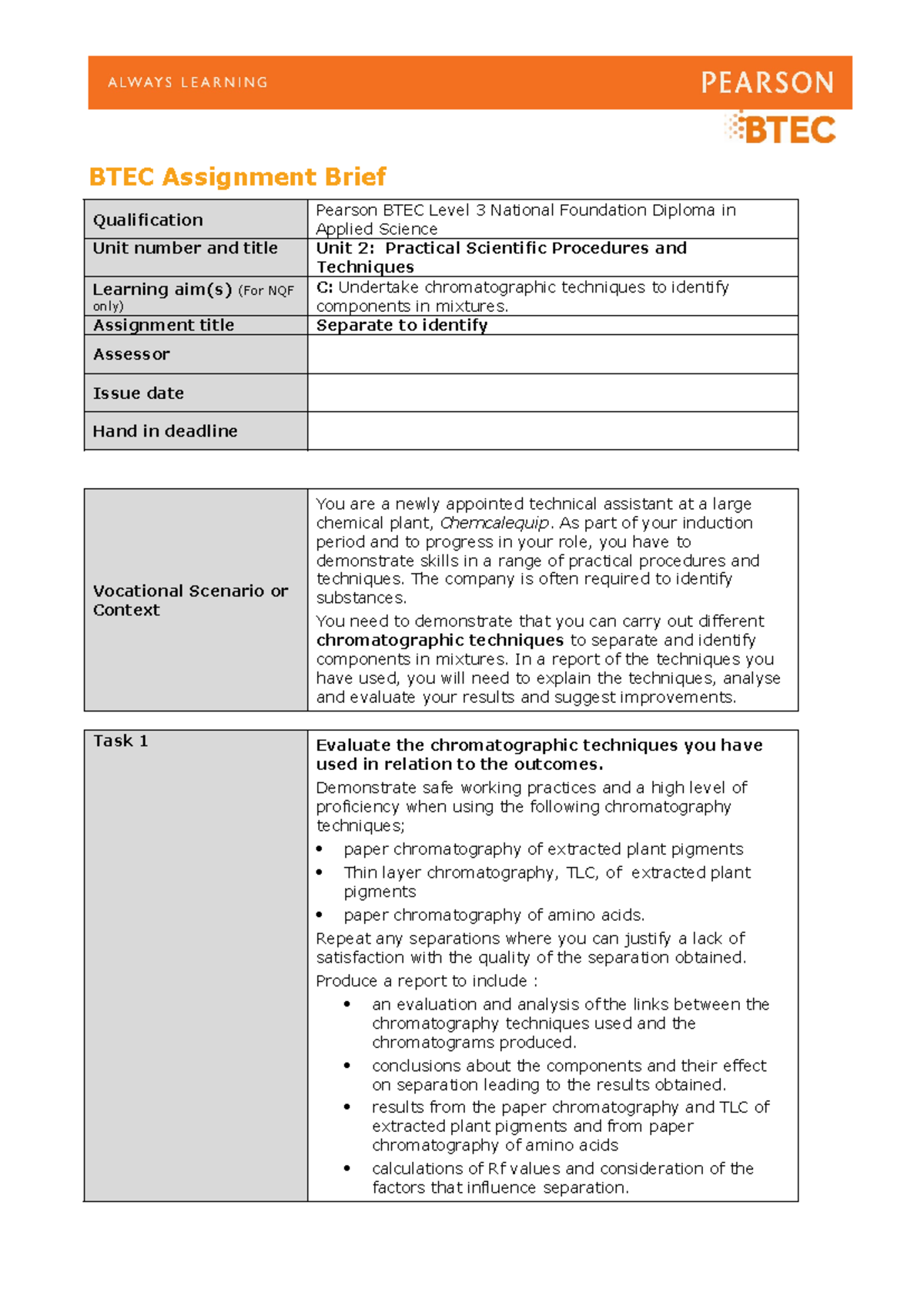 Unit 2c Authorised Assignment Brief - BTEC Assignment Brief ...