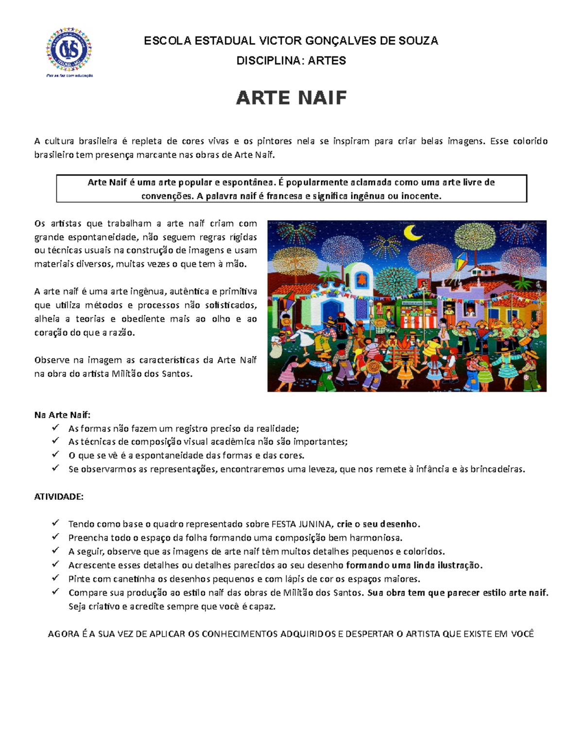 Atividades de Arte Naif - 9º Ano: Criando com Cores e Espontaneidade ...