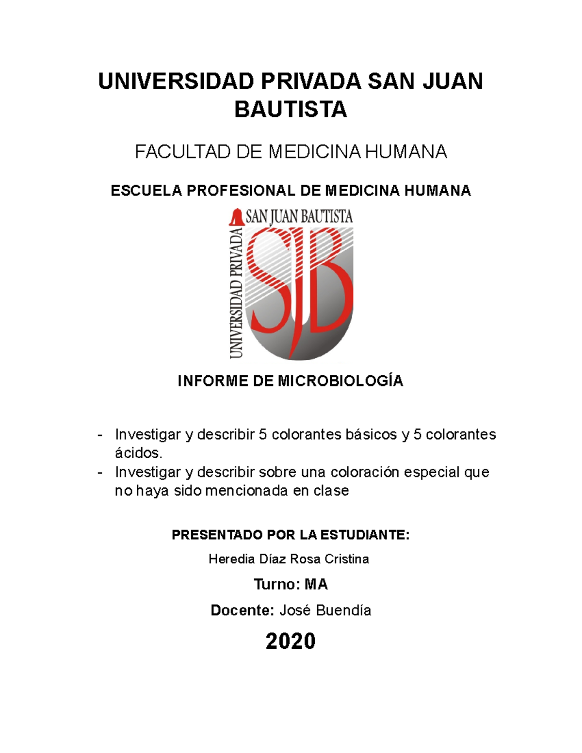 Informe N°1 - Colorantes básicos y ácidos en Microbiología - Studocu