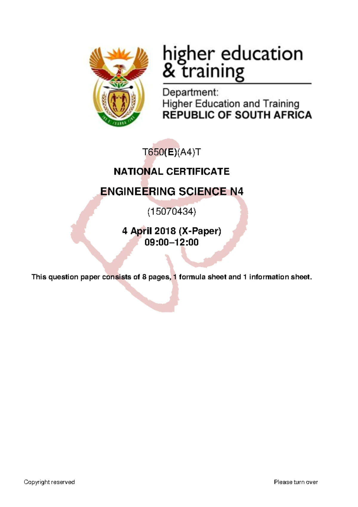 N4 Engineering Science Exam Paper April 2018 (15070434) - Studocu