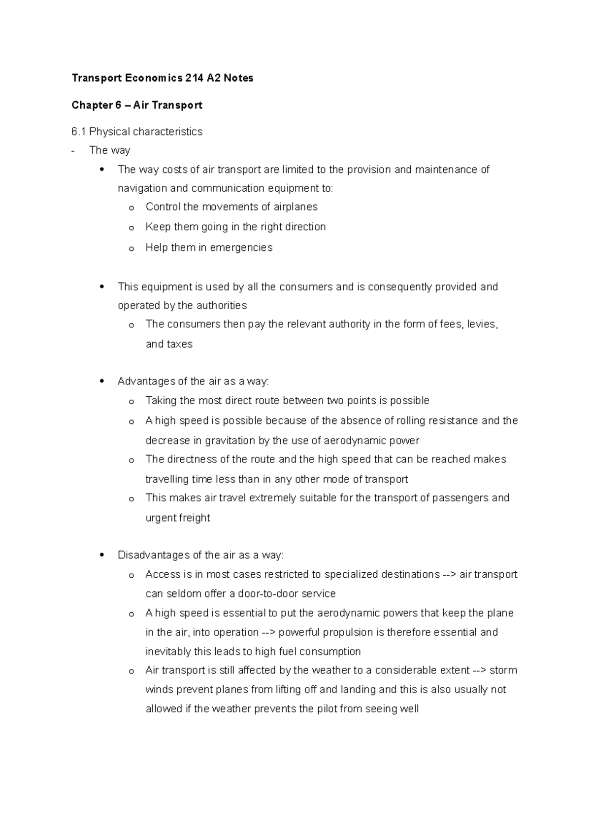 Transport Economics 214: Air Transport, Pipeline Transport & Cost ...