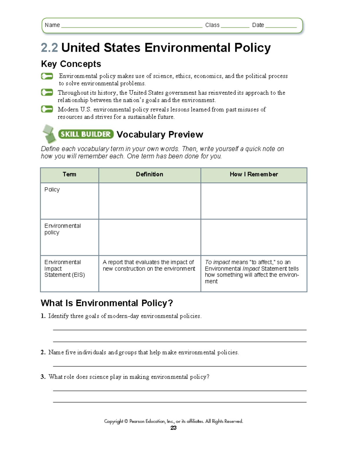 2 - Don’t have any - 2 United States Environmental Policy Key Concepts ...