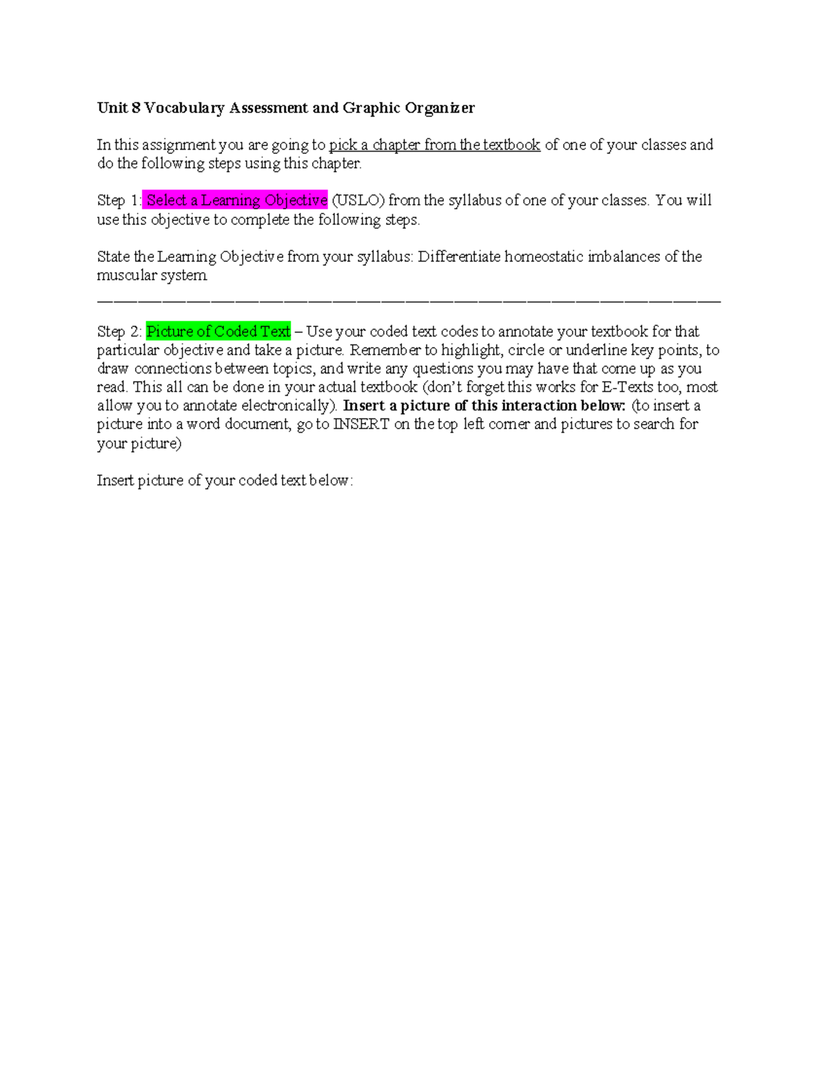 Unit 8- Vocabulary Assesment and Graphic Organizer compplete - Unit 8 ...
