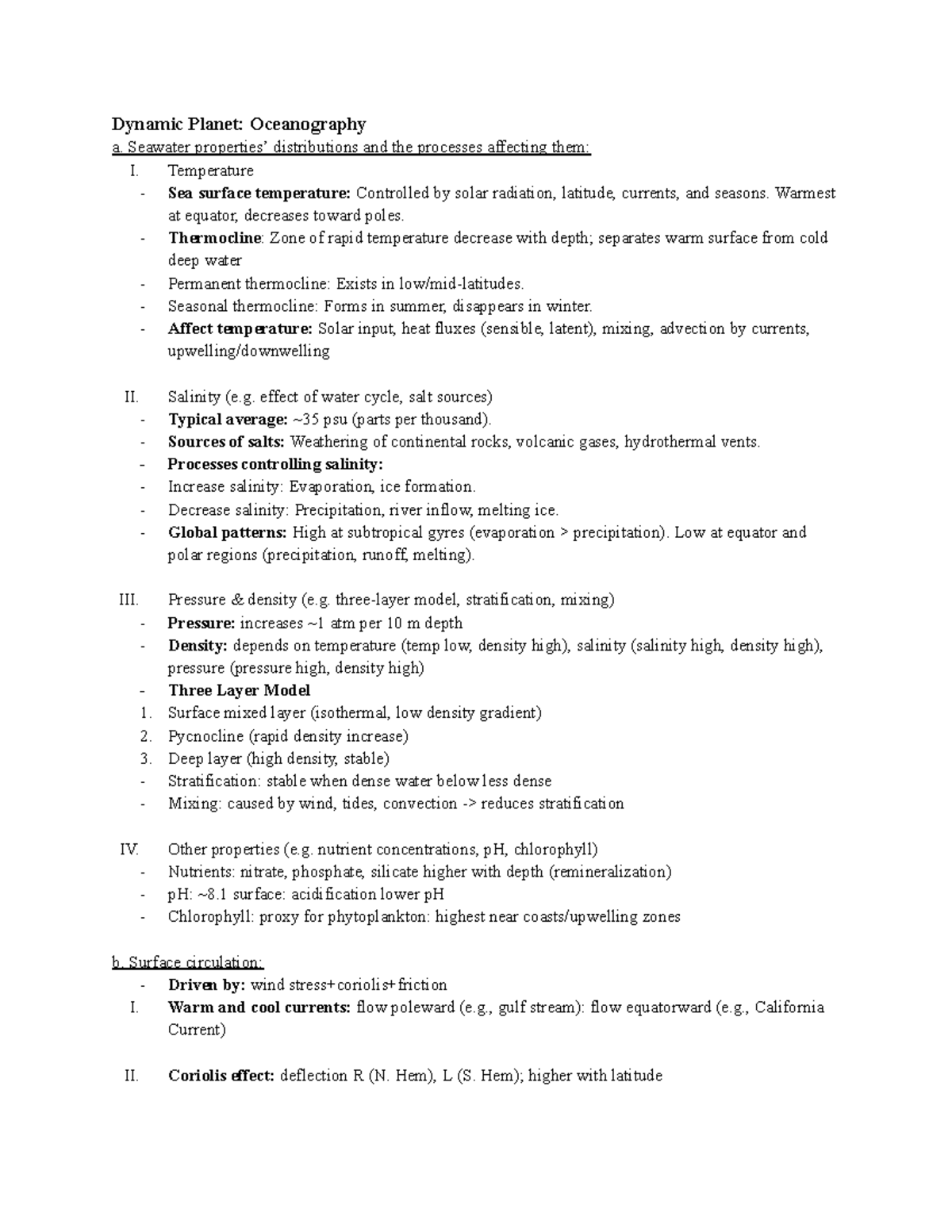 Dynamic Planet Cheat Sheet: Seawater Distribution & Solar Currents ...