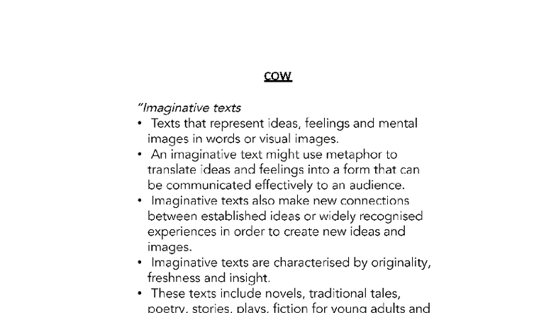 COW 2017 Stage 6 English: Imaginative & Persuasive Texts Notes - Studocu