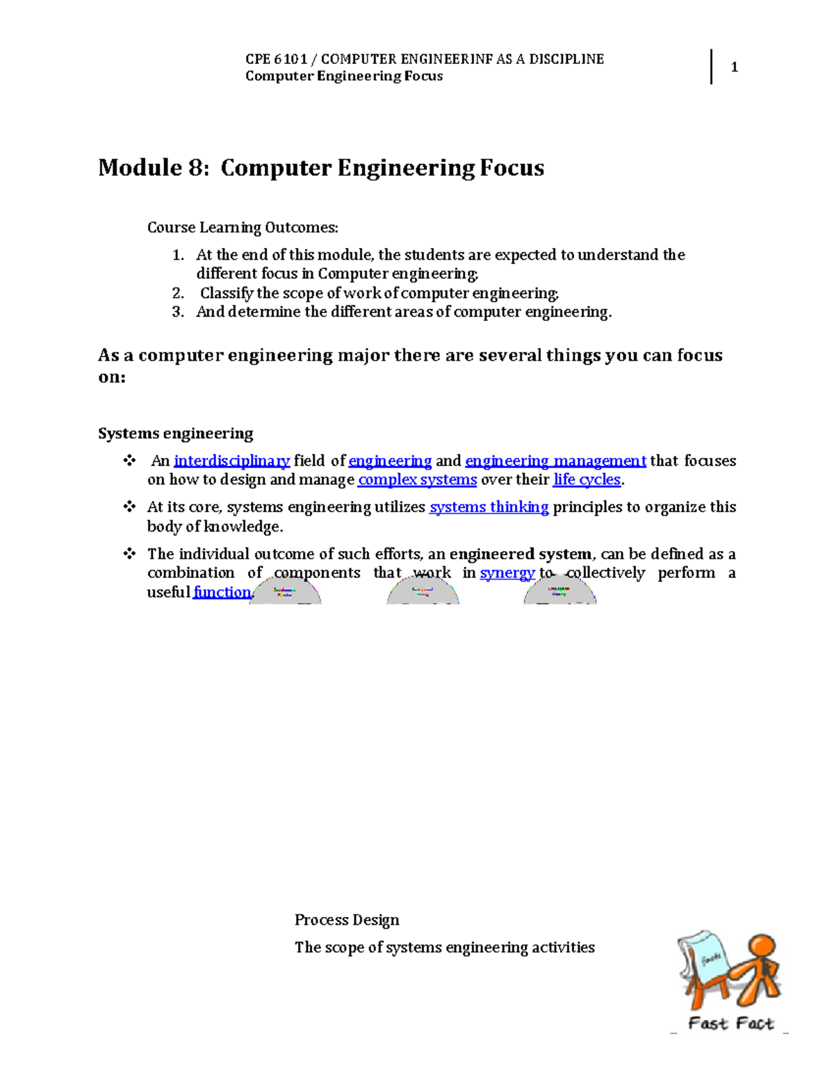 CPE 6101 - Computer Engineering Focus: Process Design & Systems Overview - Studocu