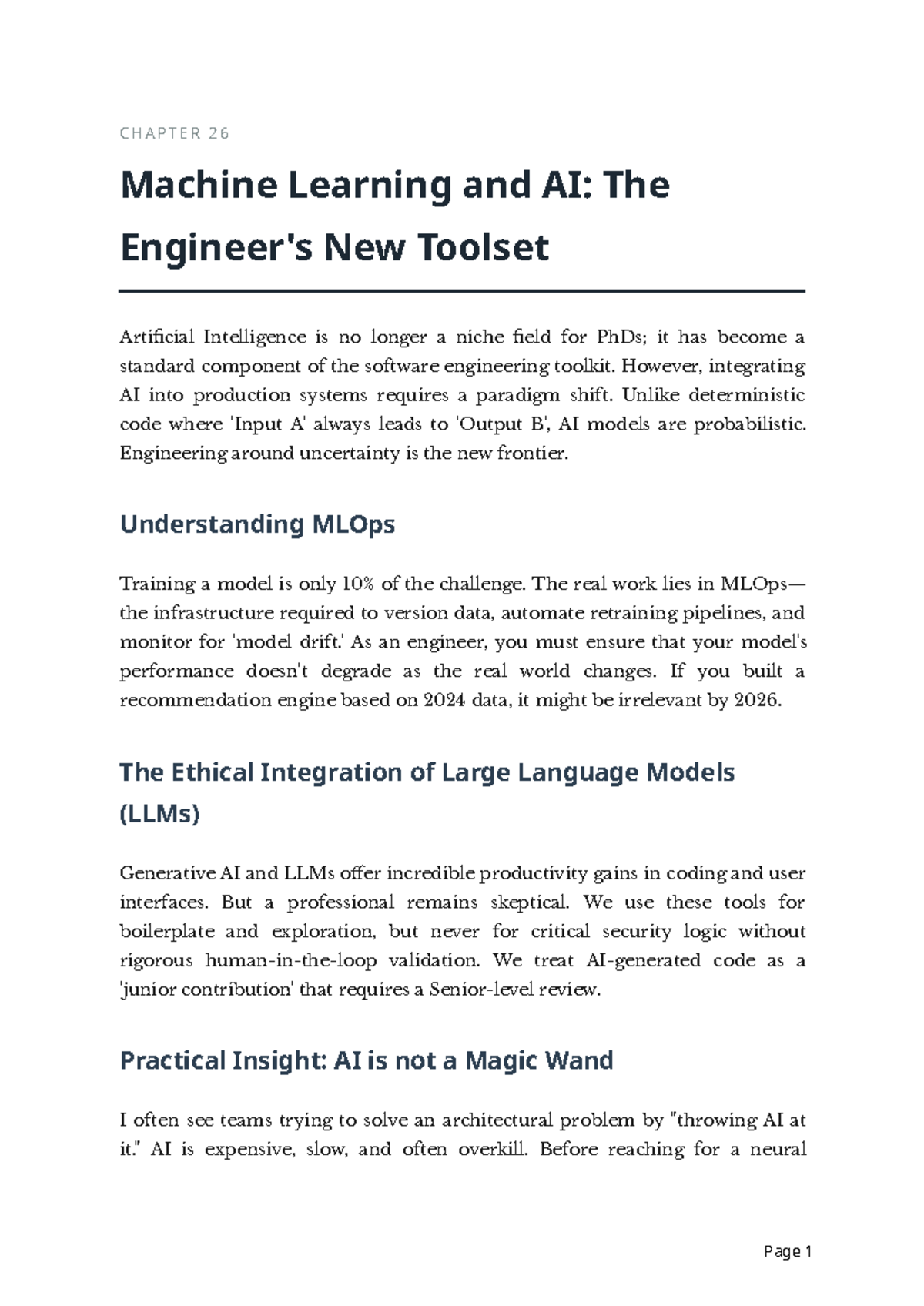 CHAPTER 26: Machine Learning & AI - Integrating New Toolsets - Studocu