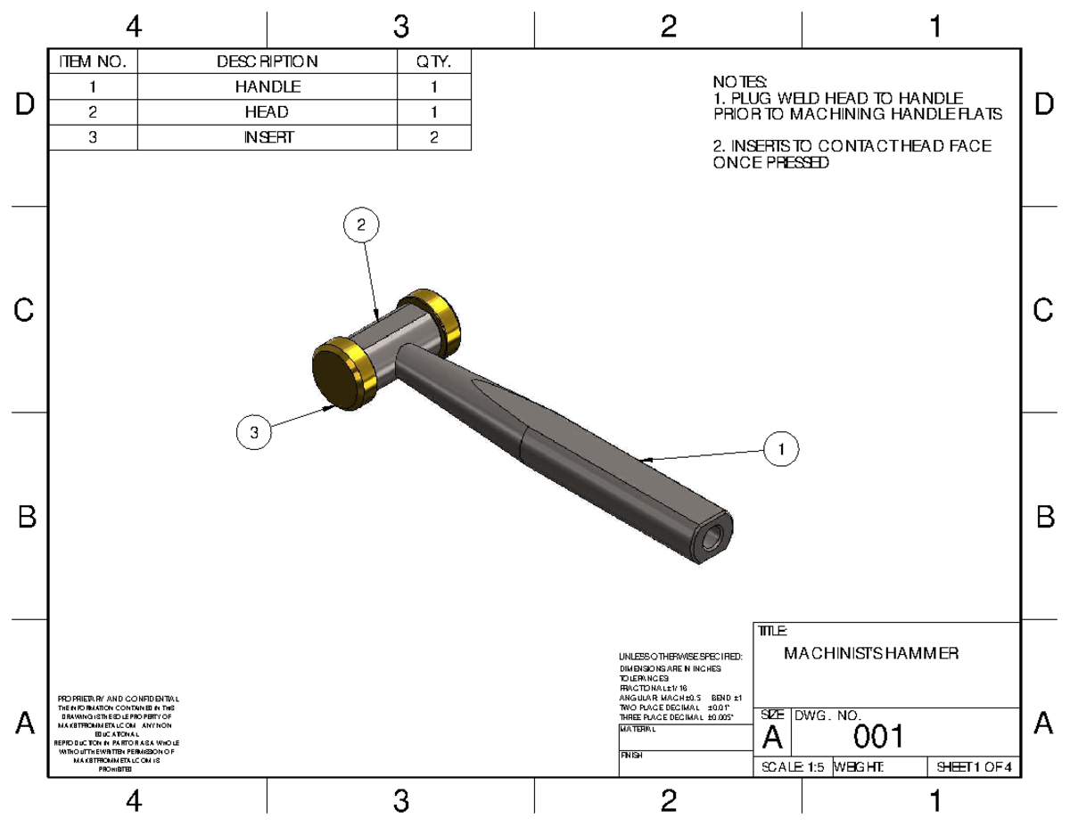 Machinist Hammer Components - D 4 3 2 Assembly Guide - Studocu