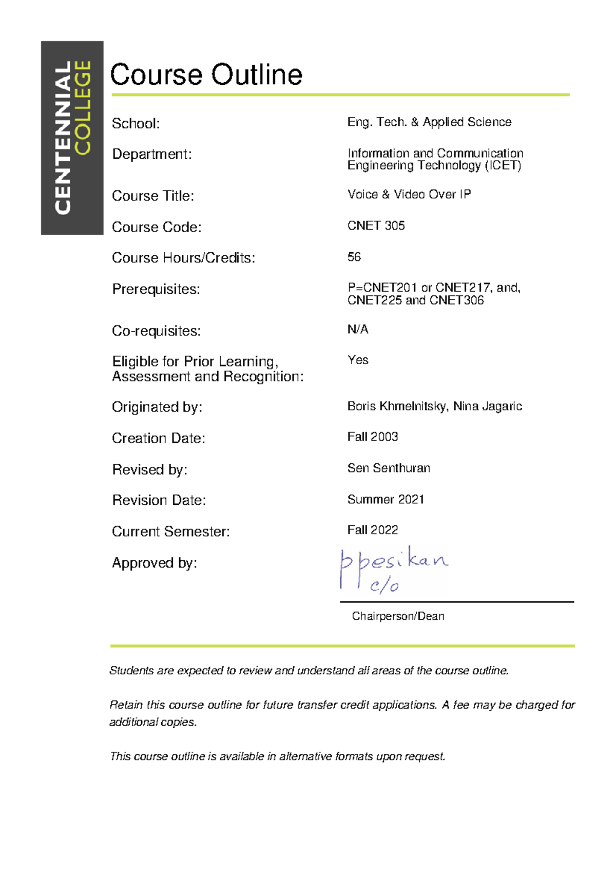 CNET 305 - Voice & Video Over IP Course Outline and Details - Studocu