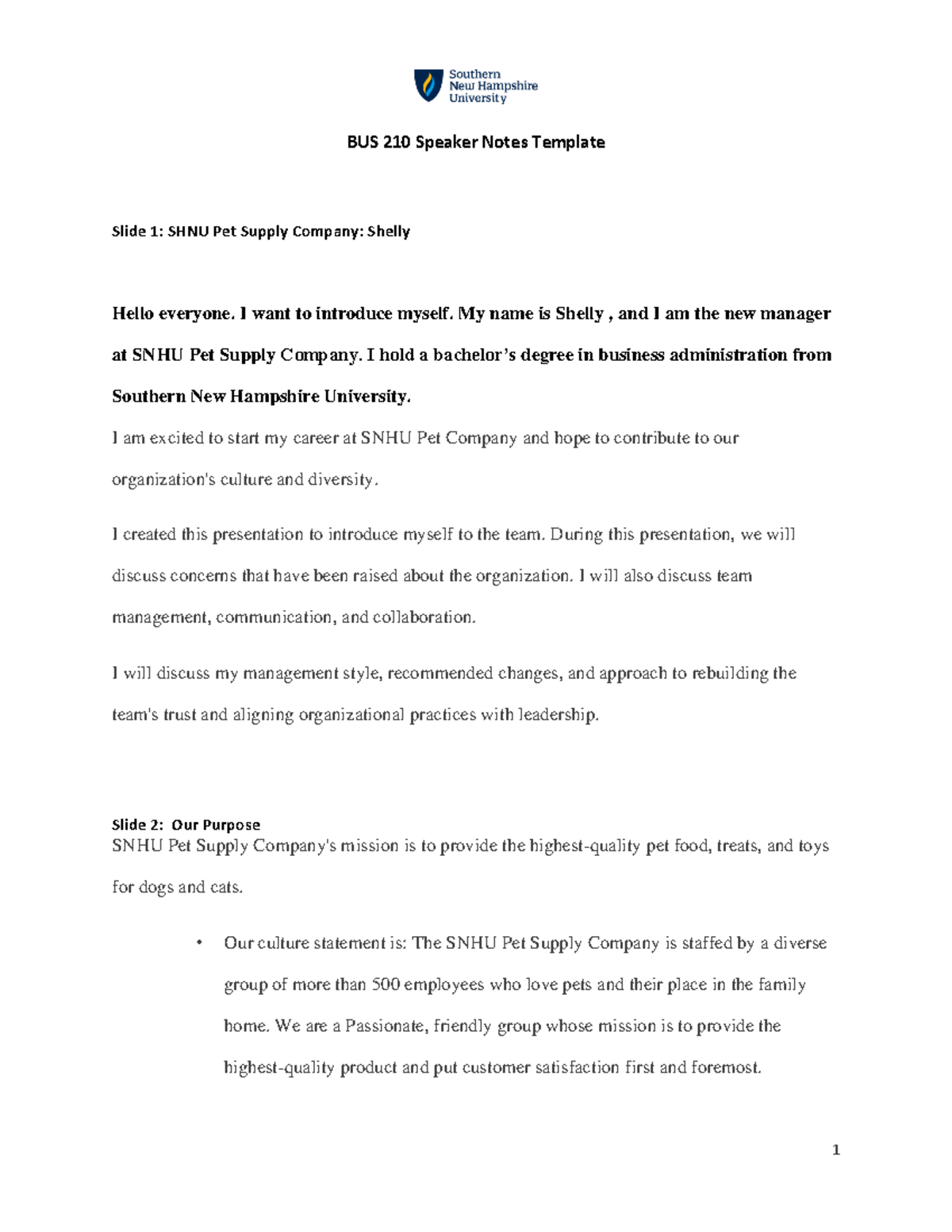 BUS 210 Speaker Notes Template 2 - BUS 210 Speaker Notes Template Slide ...