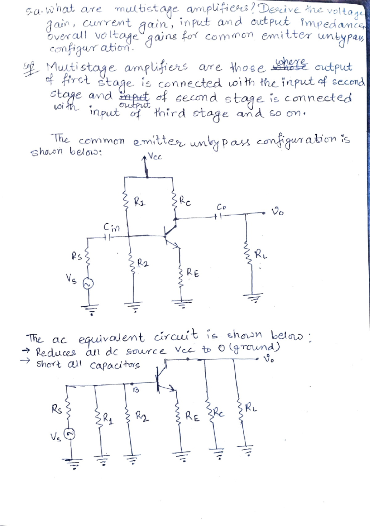 4 - Multistage Amplifiers: Voltage Gain and Current Gain Derivation ...