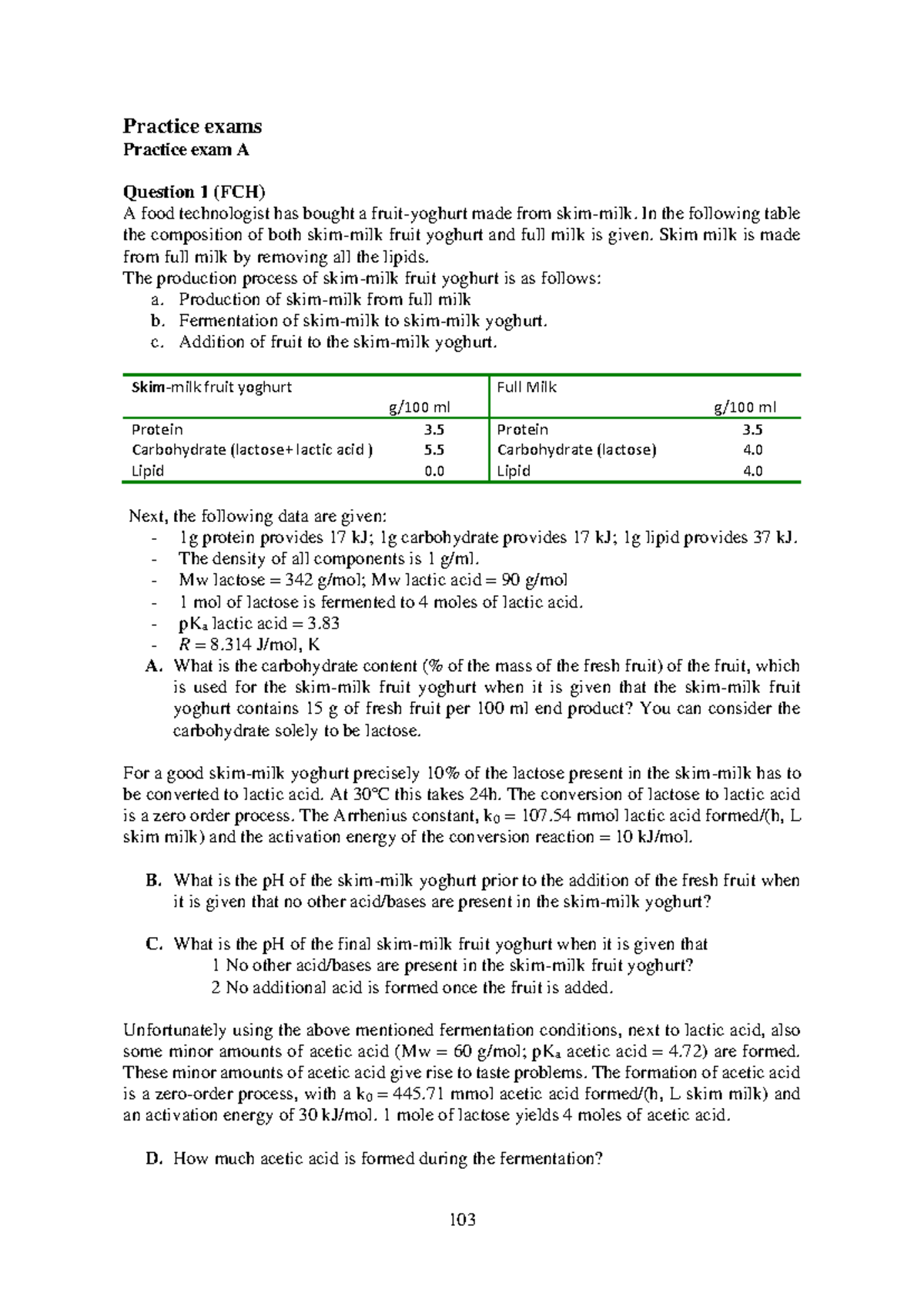 Math for Food Technology - Practice Exams Overview (FCH, FPE, FPH ...