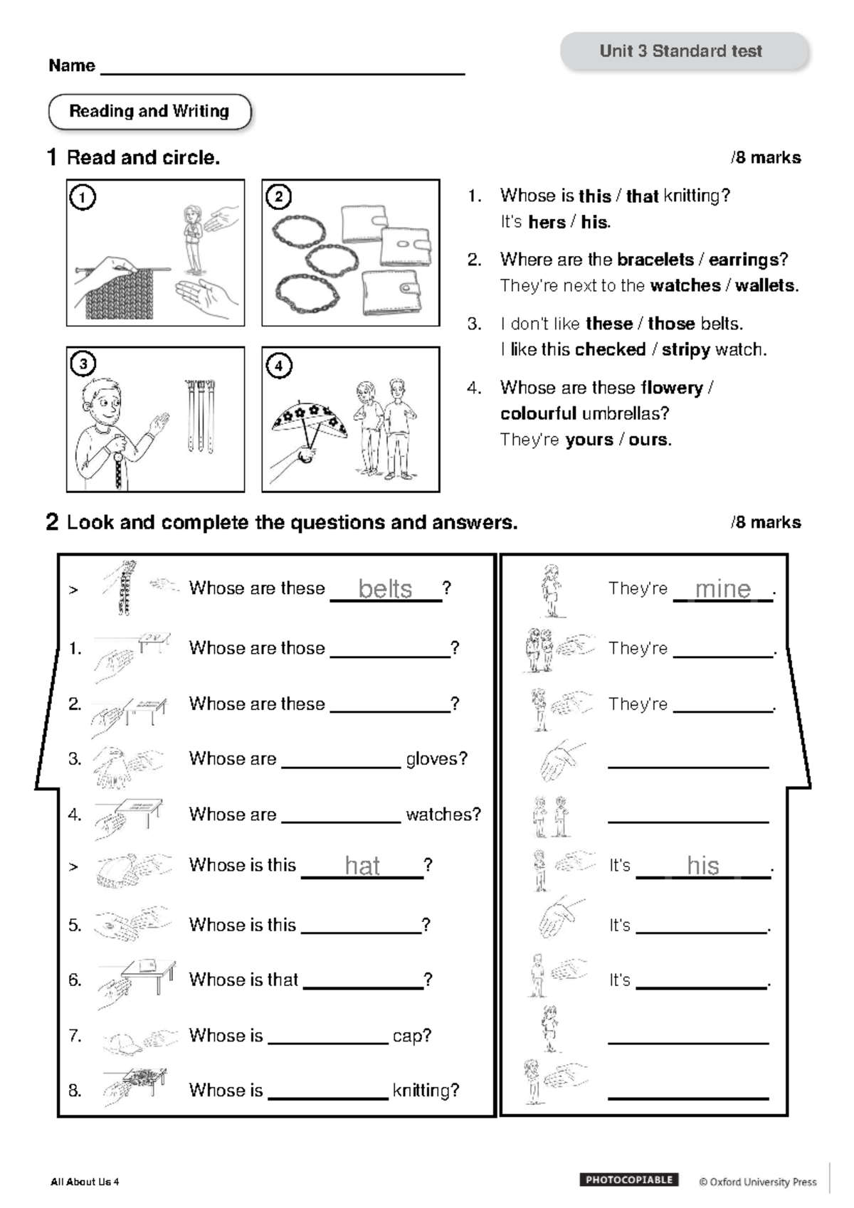 Level 4 Standard Test: Unit 3 Reading & Writing 1 - Studocu
