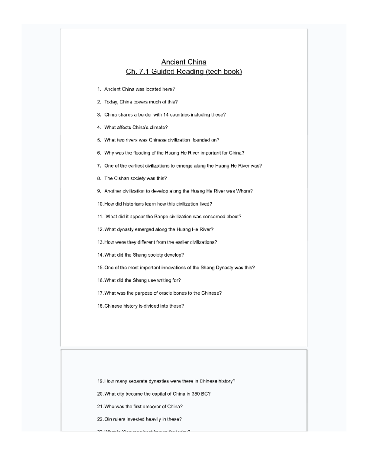 Daunindwhiacdbadcjhcwd - Ancient China Ch. 7 Guided Reading (tech book ...