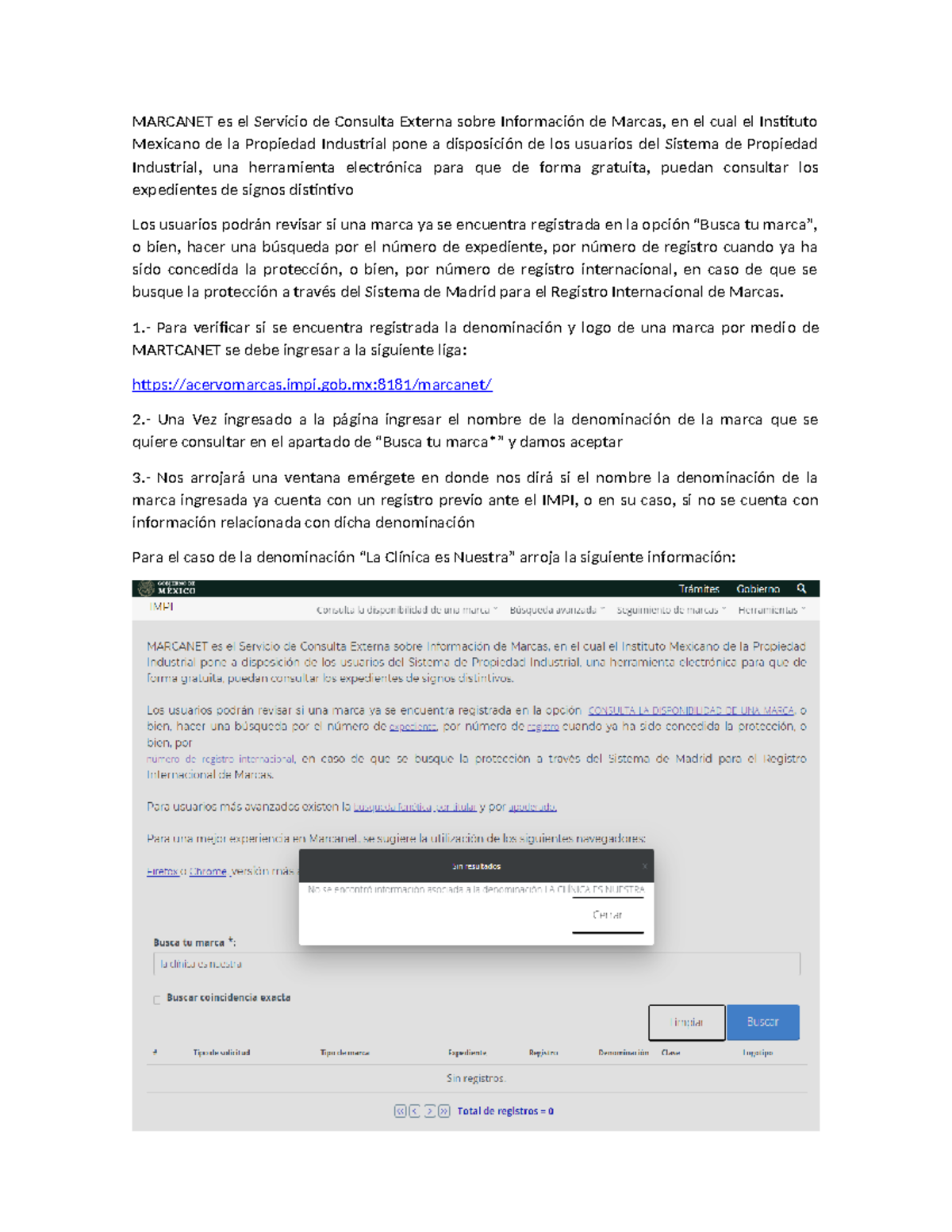 Guía sobre el Servicio MARCANET del IMPI para Consulta de Marcas - Studocu