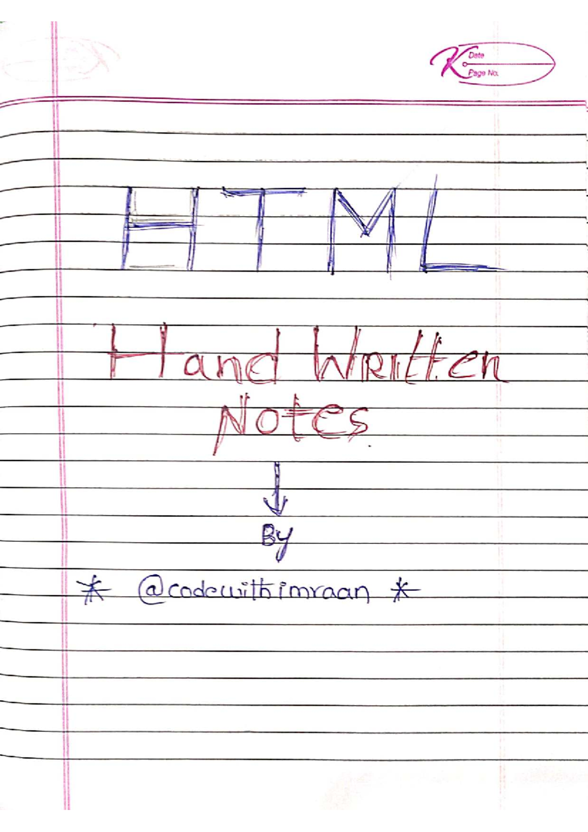 Html Handwritten Notes Key Concepts And Elements Overview Studocu