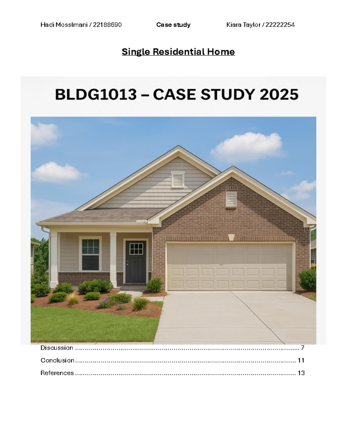 BLDG 1013 Case Study: Single Residential Home Analysis - Studocu