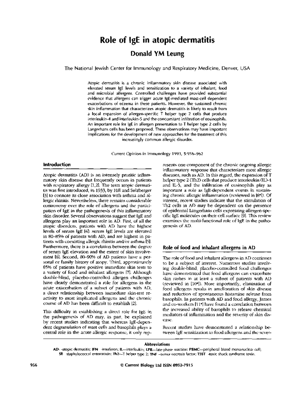Role of IgE in Atopic Dermatitis: Insights and Implications (Current ...