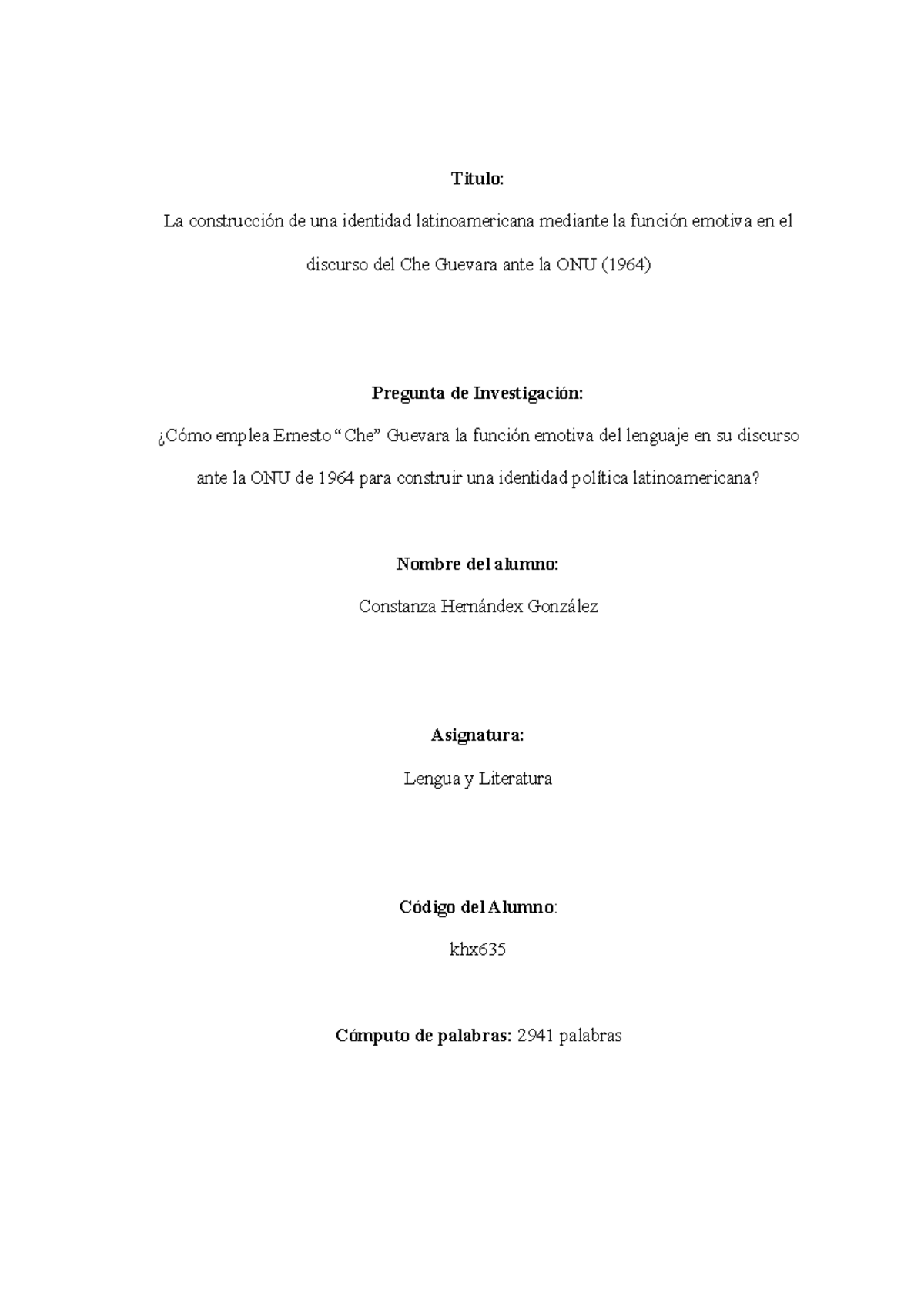 La función emotiva en el discurso del Che Guevara ante la ONU (1964 ...