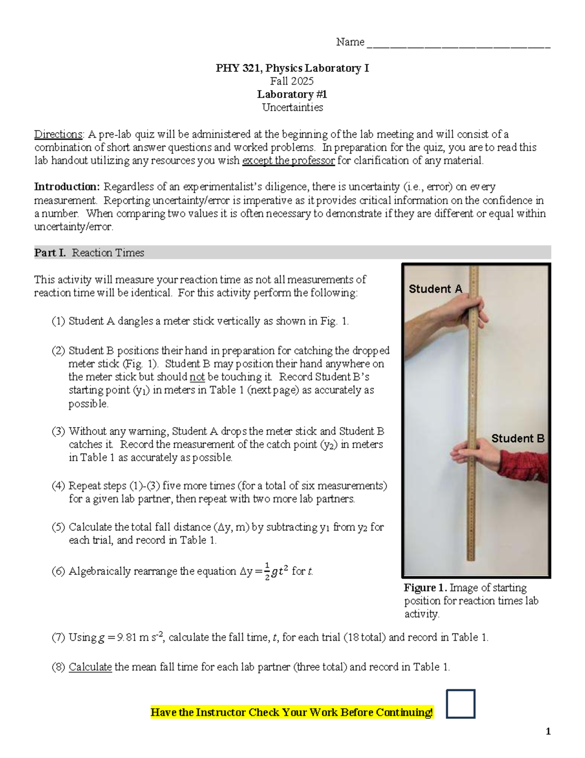 PHY 321 Lab #1: Understanding Uncertainties & Measurements - Studocu
