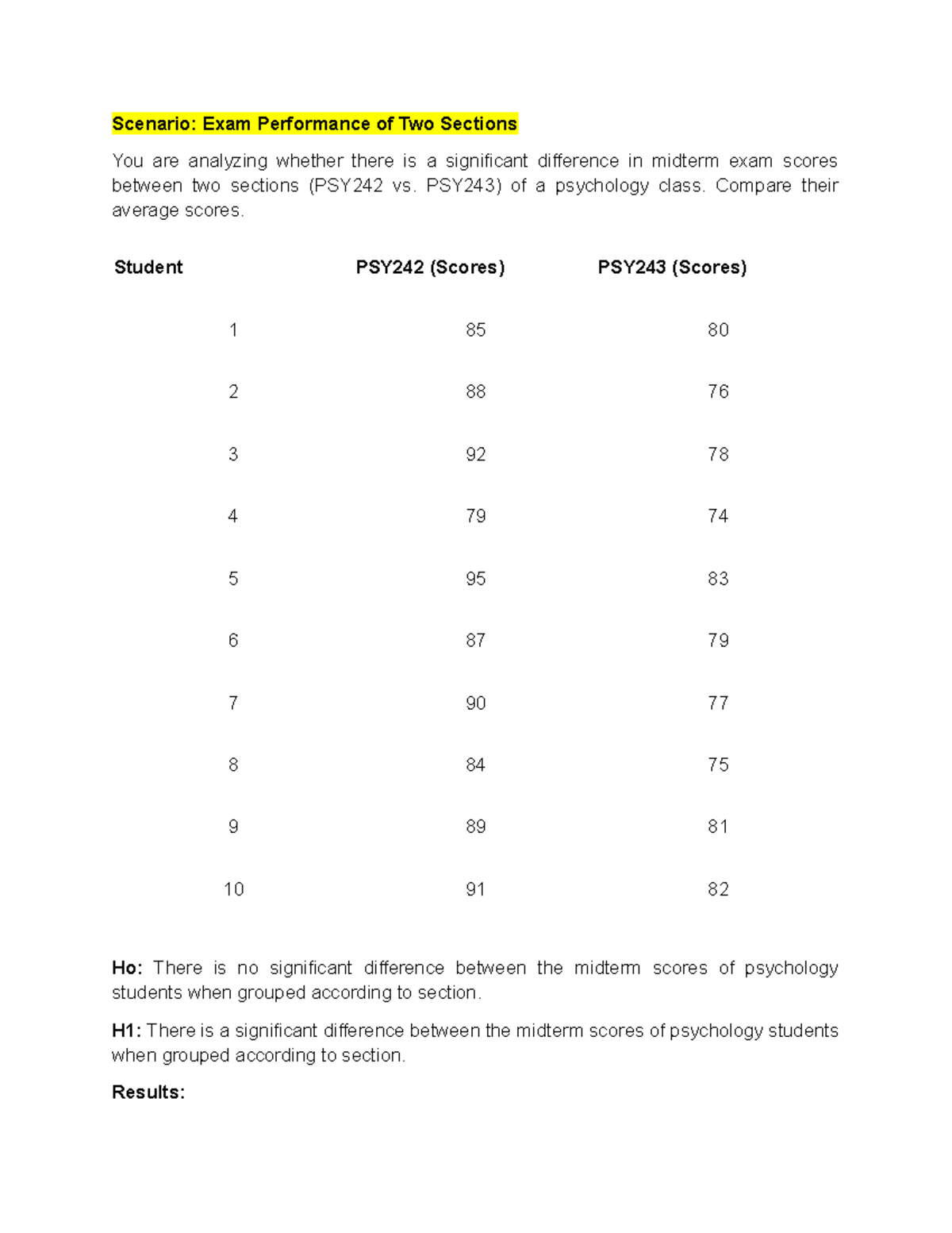 Practice Test for Psychological Statistics (PSY242/PSY243) - Studocu