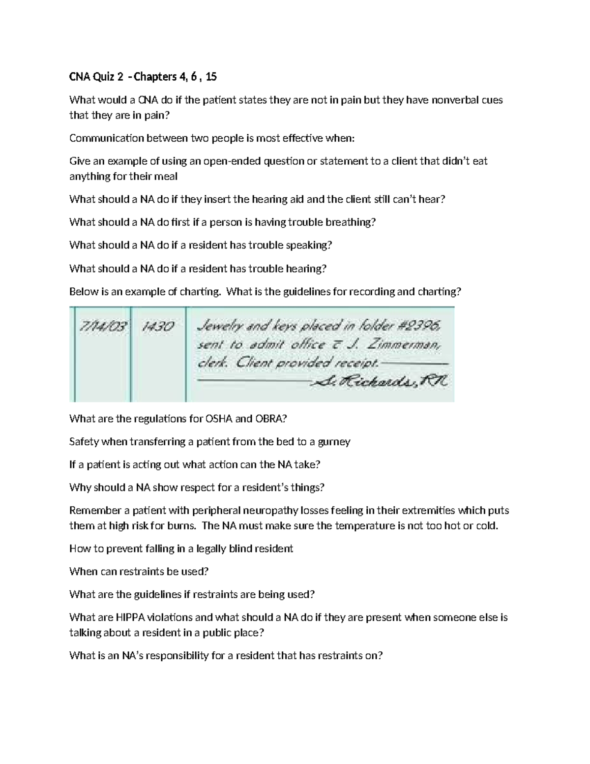CNA Quiz 2 Study Guide: Chapters 4, 6, 15 Insights - Studocu