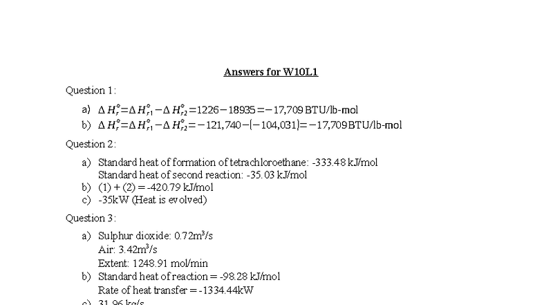 CHE2162 W10 Final Exam Answers and Solutions - Studocu