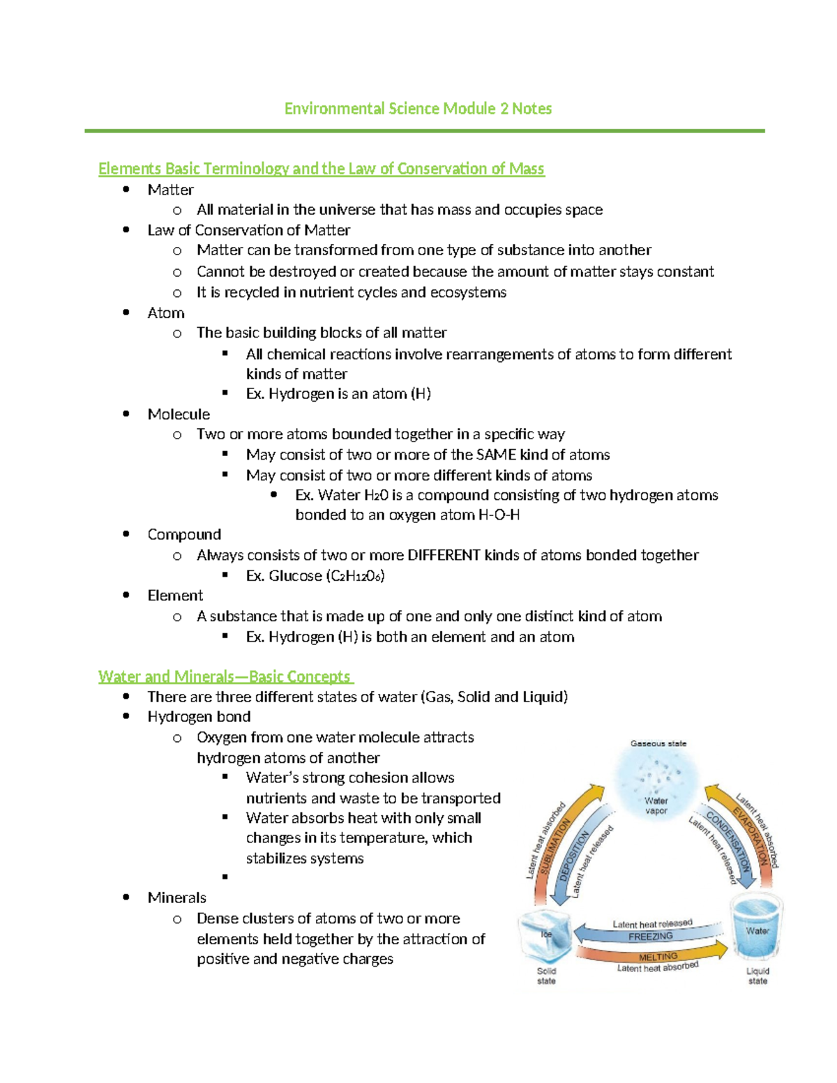 ES Module 2: Key Concepts in Environmental Science and Matter - Studocu