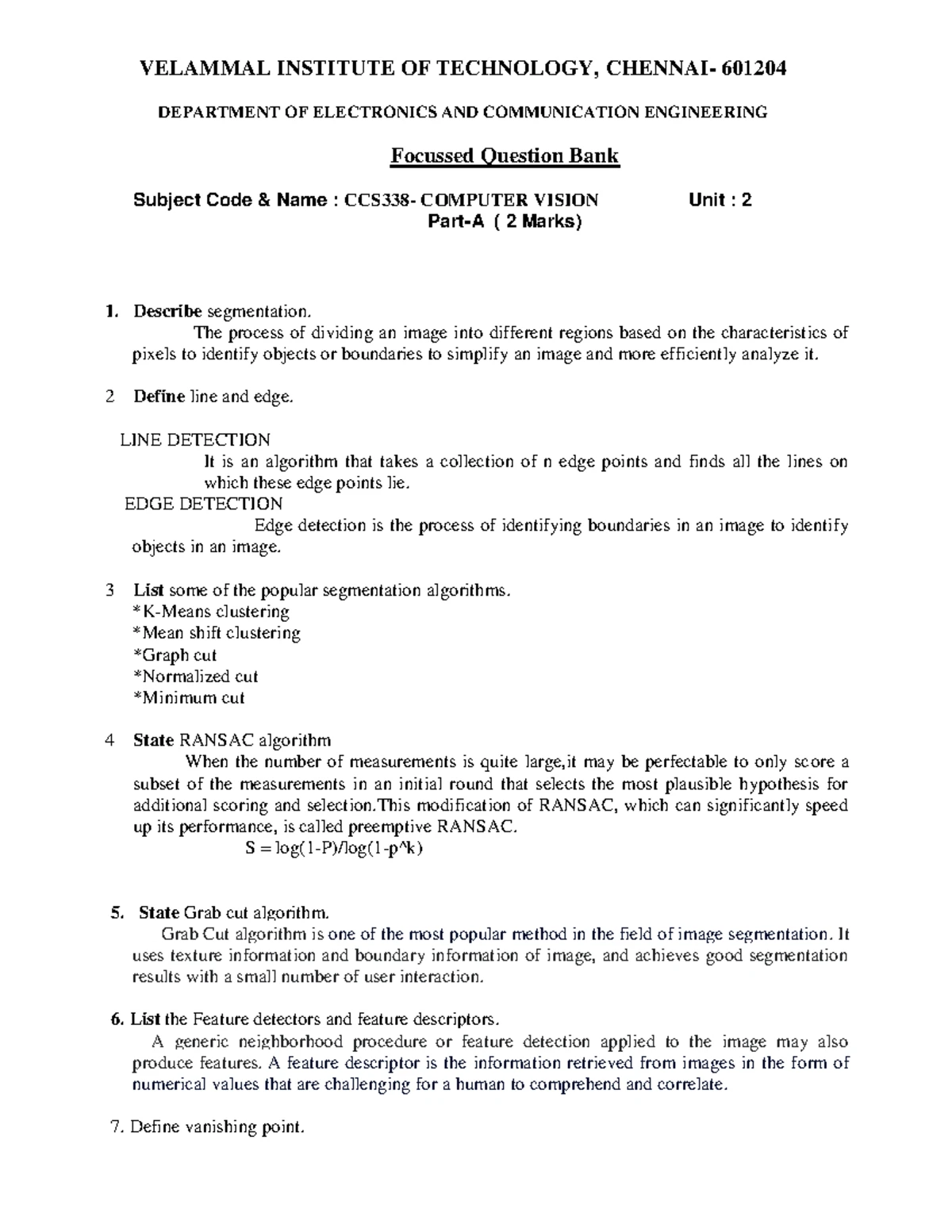 CCS338 Computer Vision Lab Manual and Notes - Studocu