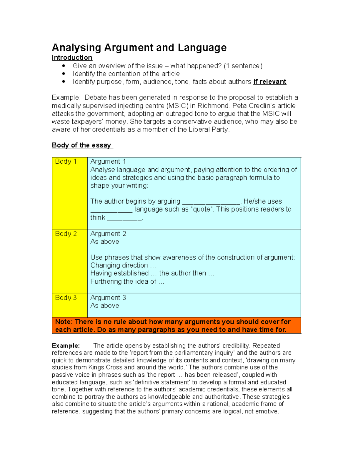 ENG101: Analyzing Argument and Language Structure Overview - Studocu