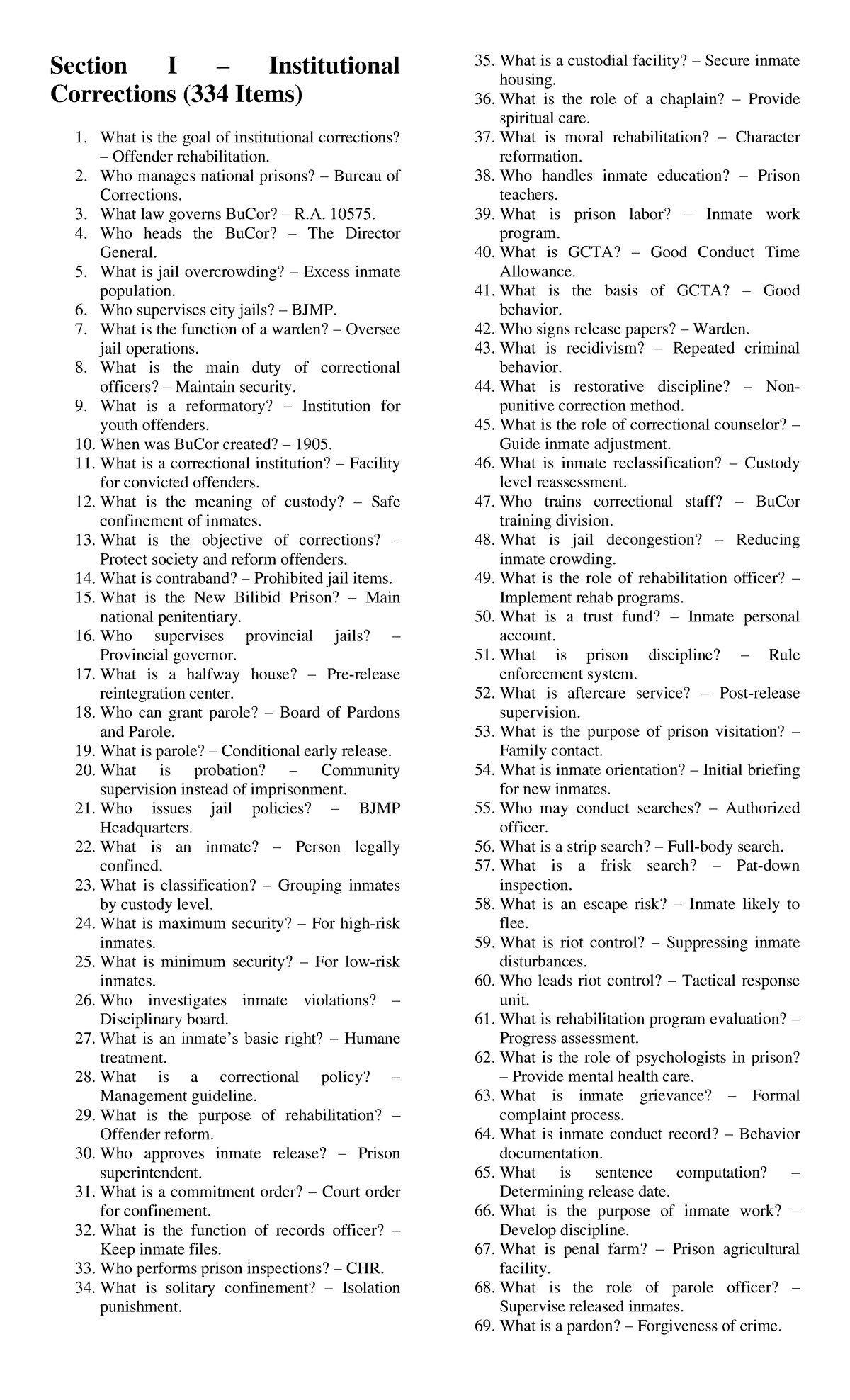 Corad Comprehensive Exam on Institutional Corrections (334 Items) - Studocu