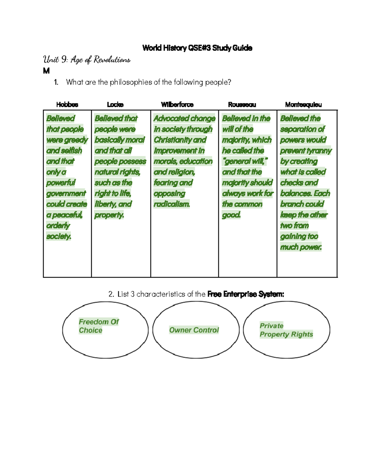 World History QSE#3 Study Guide: Age of Revolutions & Industrialization ...