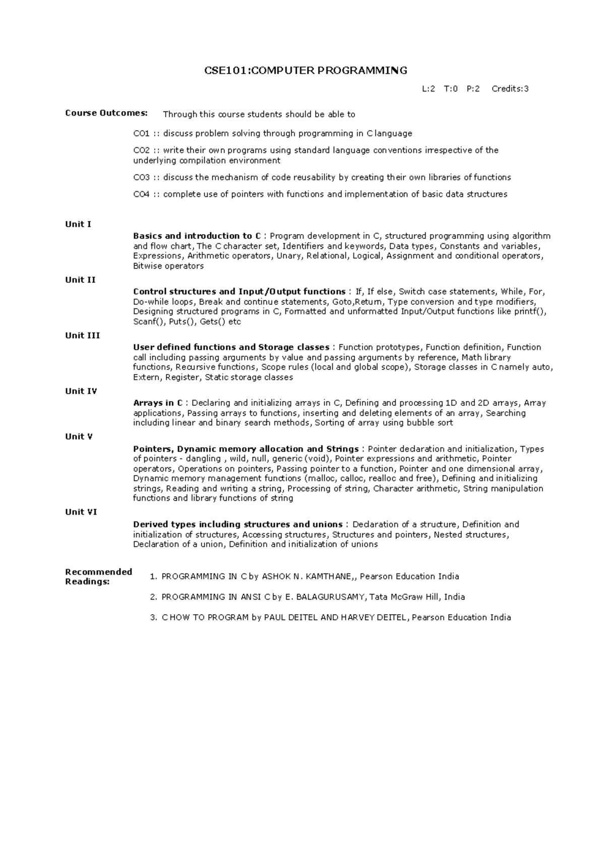 CSE101: Comprehensive Study Guide for Computer Programming Concepts - Studocu