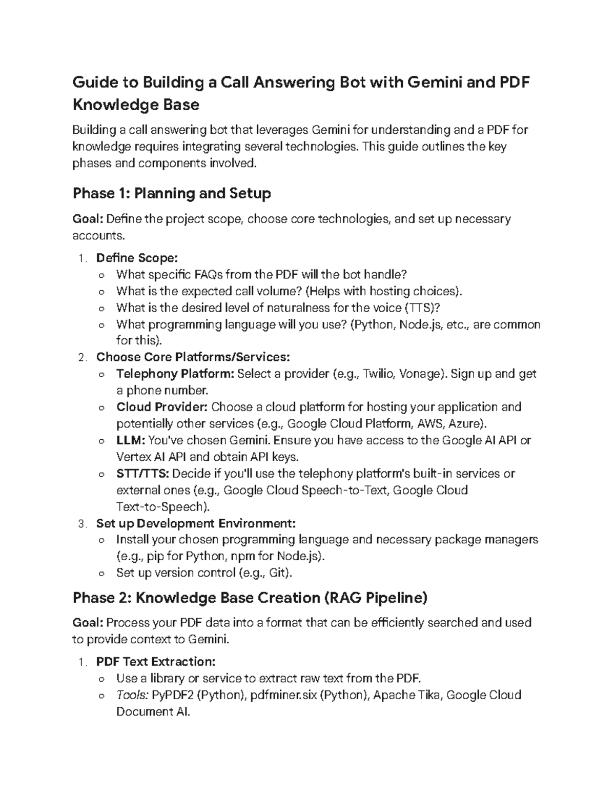 Guide to Building a Call Answering Bot (CS101) with Gemini & PDF - Studocu