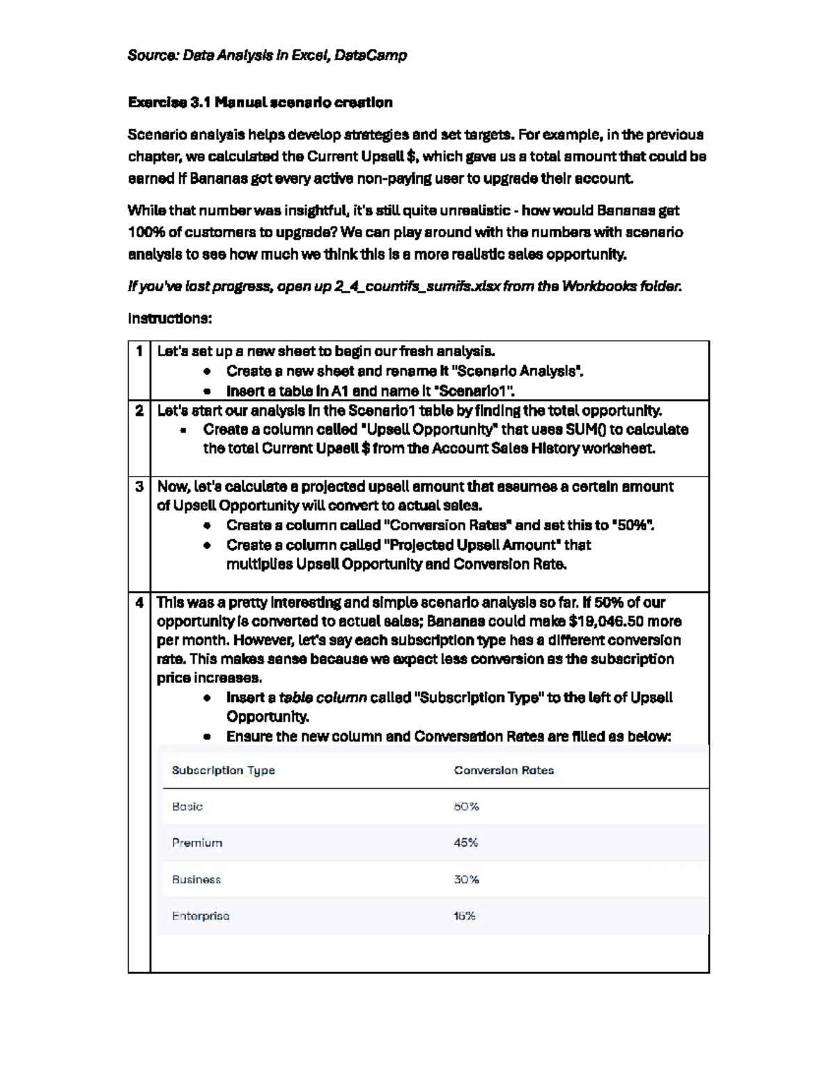 EDA 3 - Data Analysis in Excel Scenario Analysis Notes - Studocu