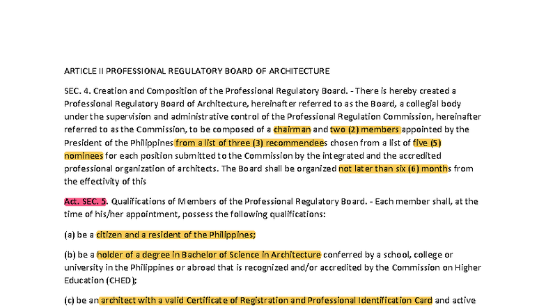 RA 9266 Notes: Professional Regulatory Board of Architecture Overview ...