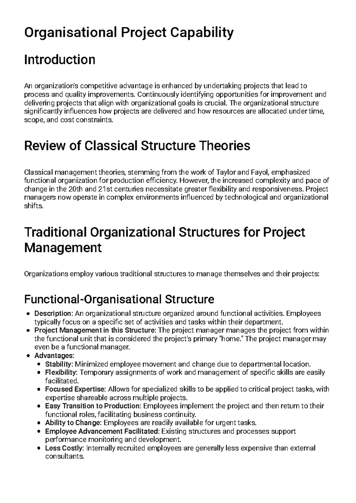 Chapter 3 Study Guide: Organizational Project Capability Insights - Studocu