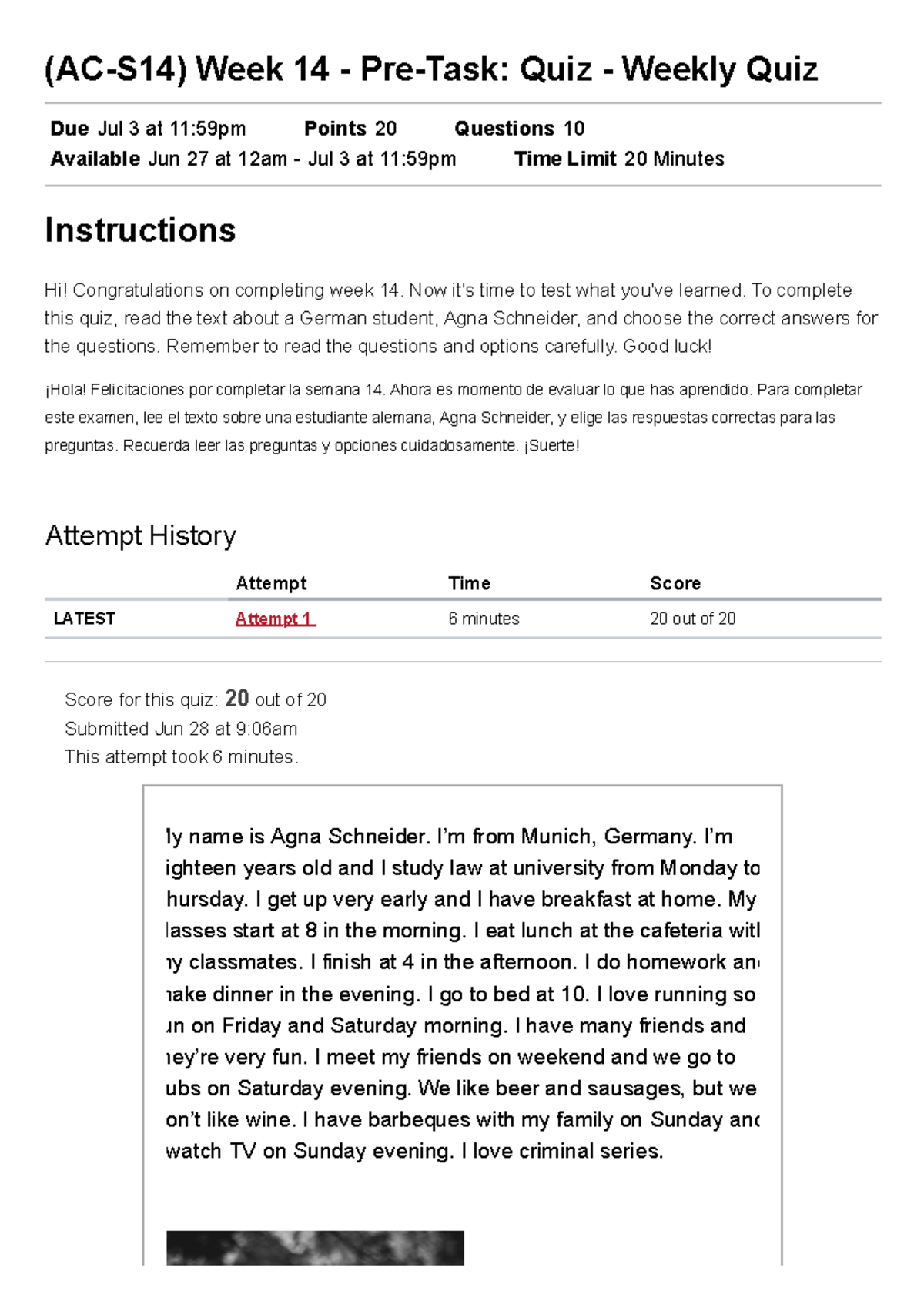 (AC-S14) Week 14 Pre-Task Quiz - Ingles I - Complete Your Assessment ...