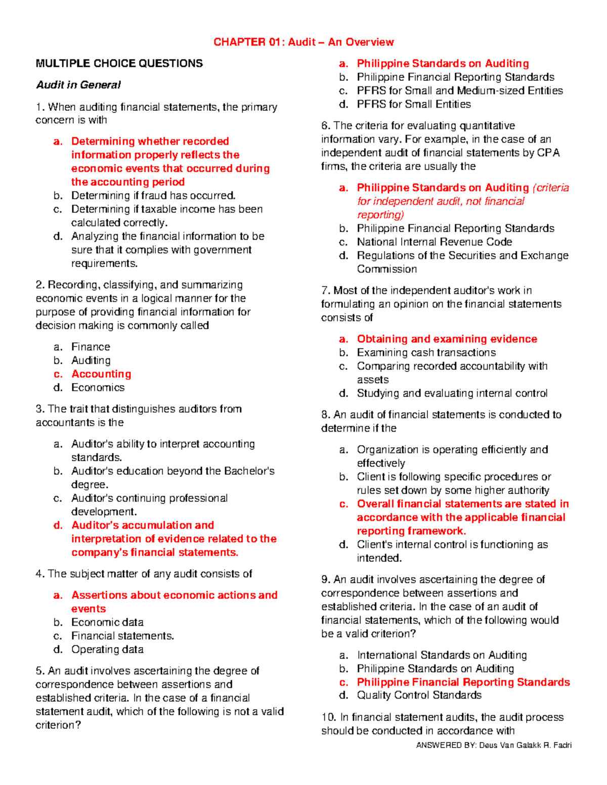 Auditing Activities Chapter 01 - CHAPTER 01: Audit – An Overview ...