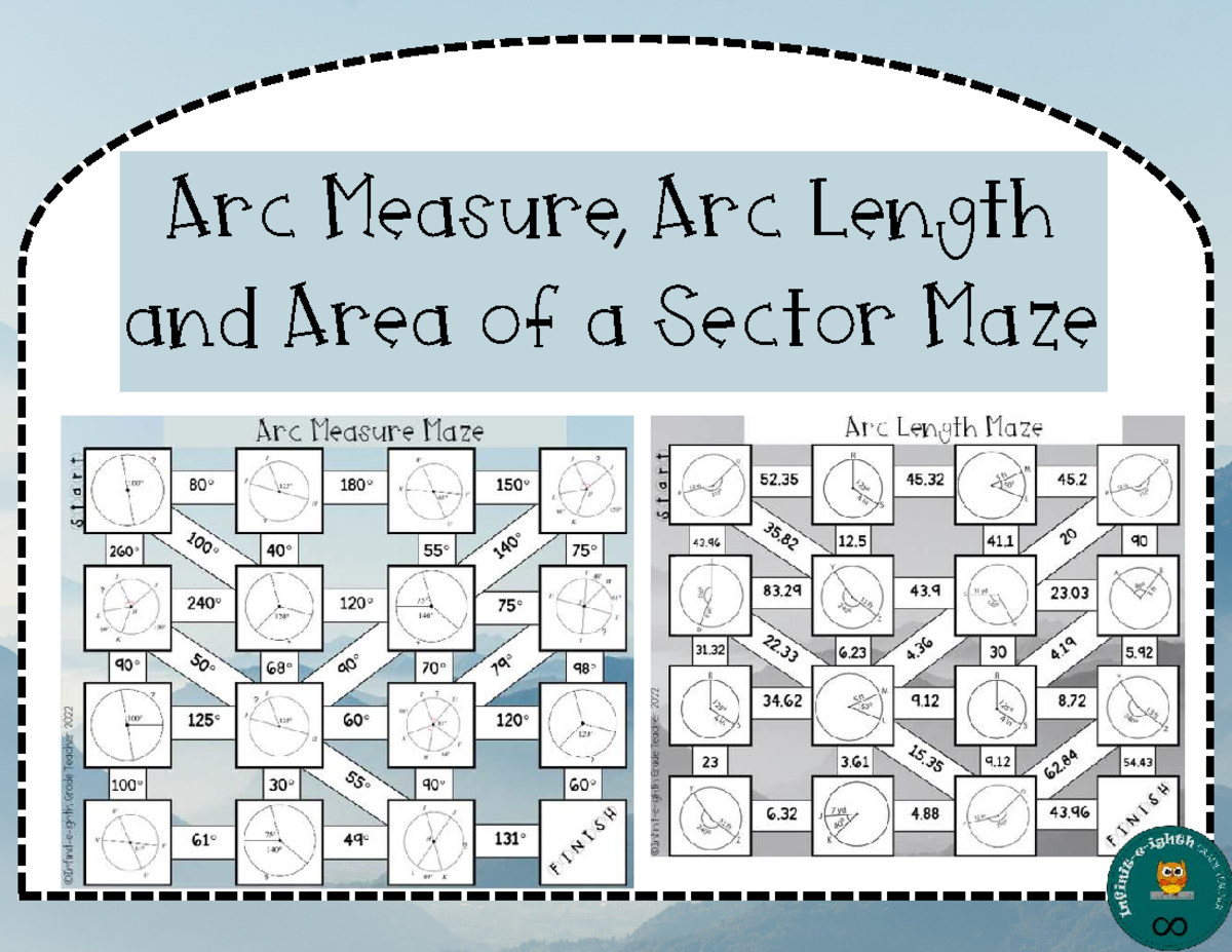 Arc Measure, Arc Length & Area of Sector Maze Practice-1 - Studocu