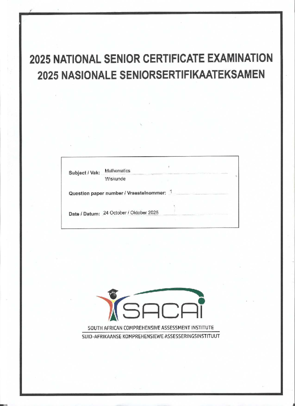 Sacai NSC NOV 2025 Mathematics Paper 1 Exam Questions - Studocu